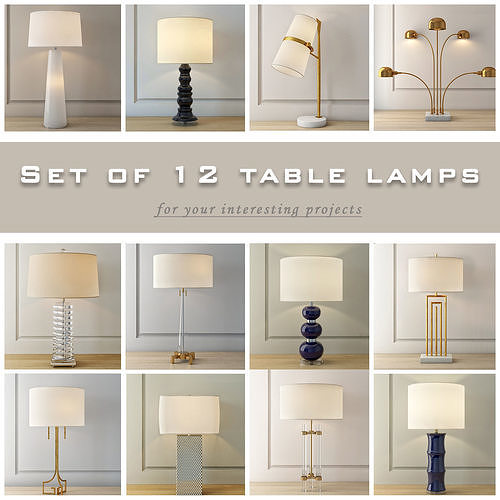 Set of 12 table lamps 3D model | CGTrader