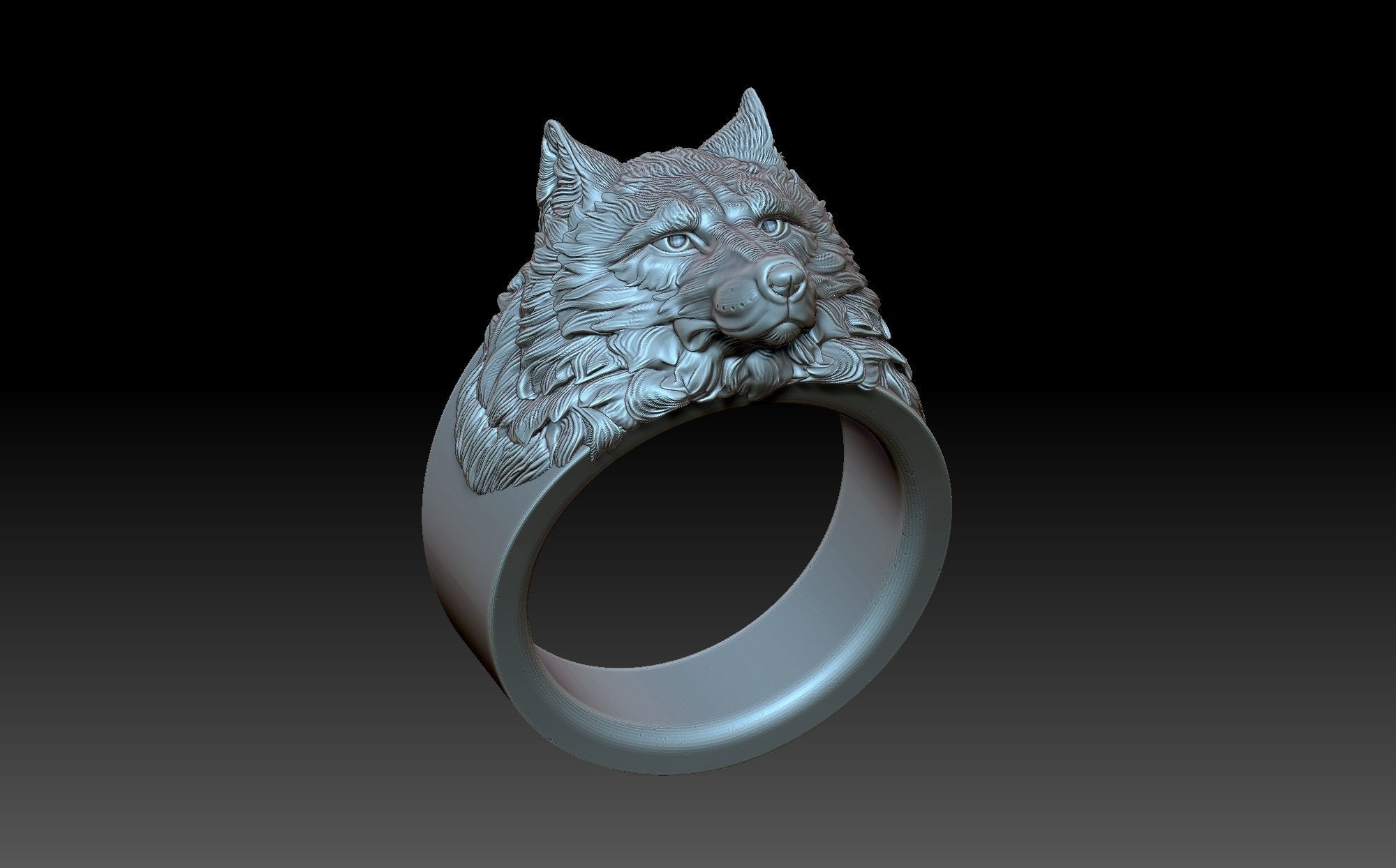 Wolf ring 3D model 3D printable | CGTrader