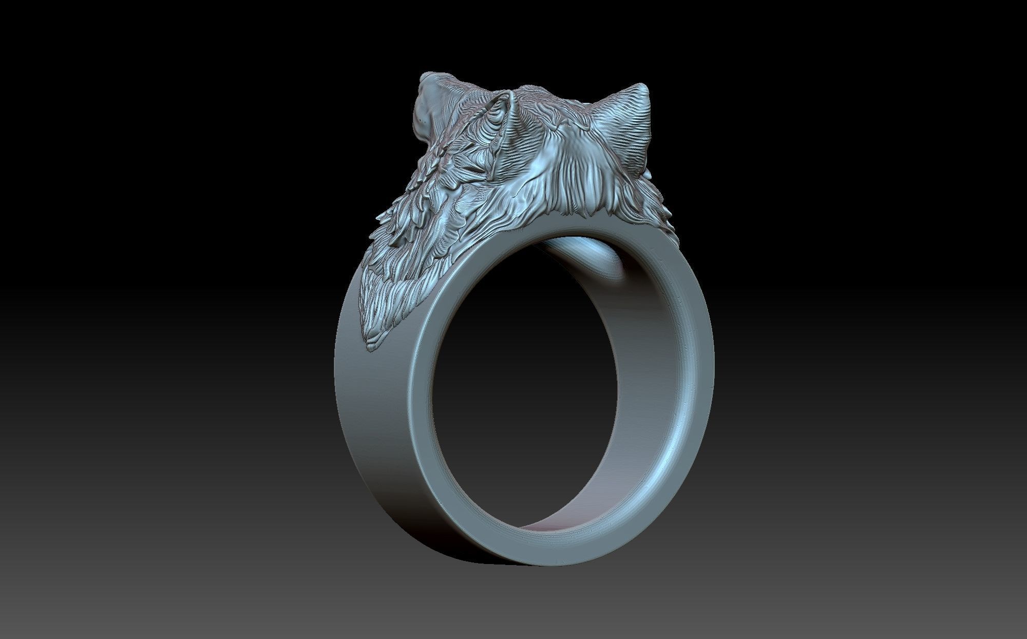 Wolf ring 3D model 3D printable | CGTrader