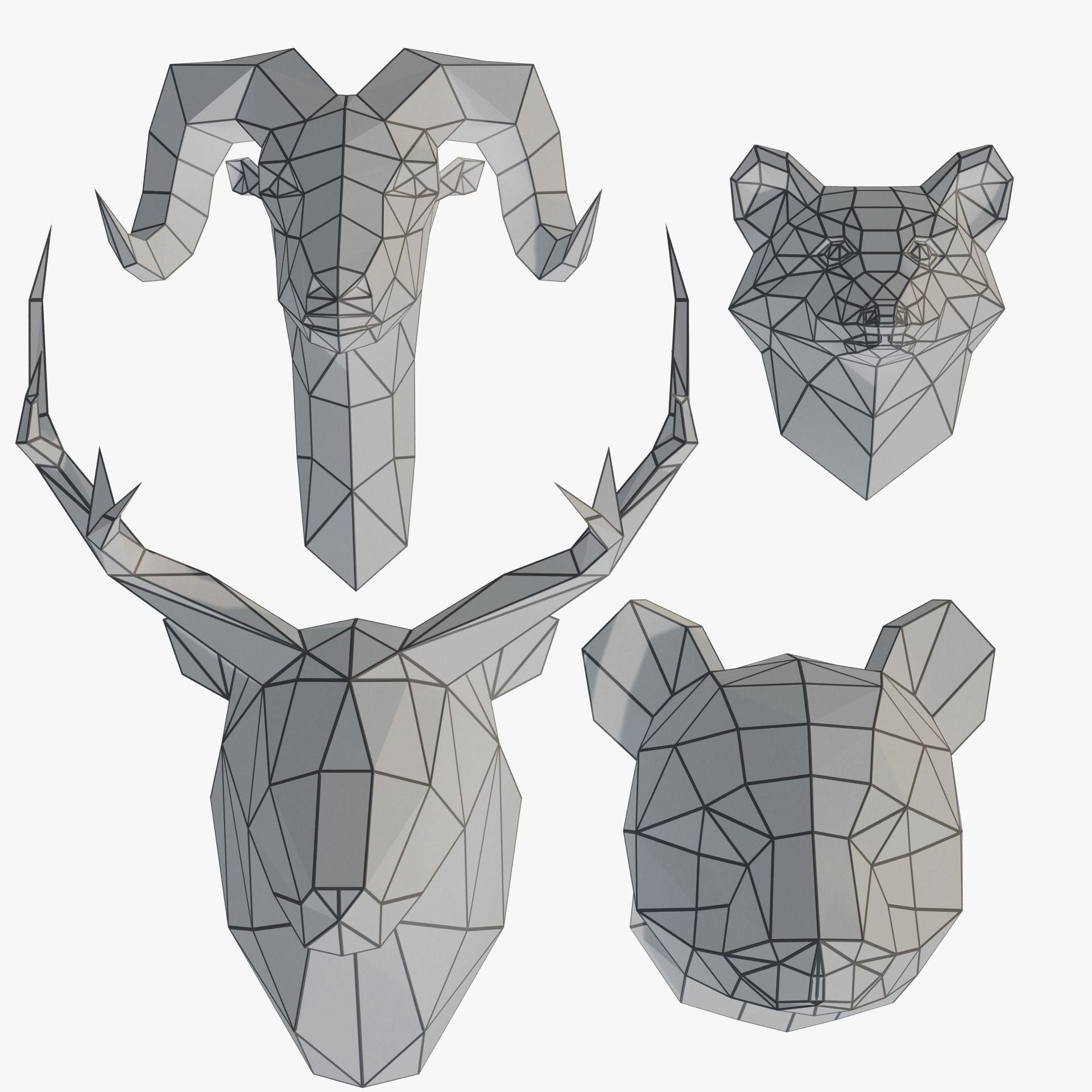 3D model Paper Animal Heads VR / AR / low-poly | CGTrader