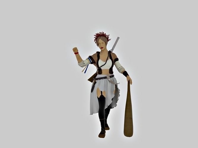 Ukrainian female character holding baseball bat 3D model 3D printable ...