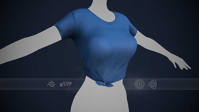 3D model Female Blue T-Shirt Style 3 VR / AR / low-poly | CGTrader