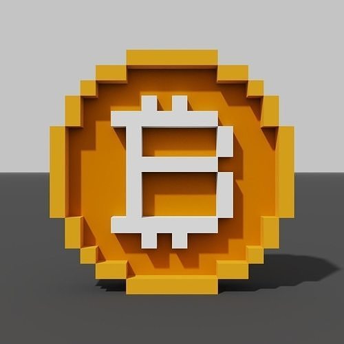 3D model Bitcoin symbol like pixel art VR / AR / low-poly | CGTrader