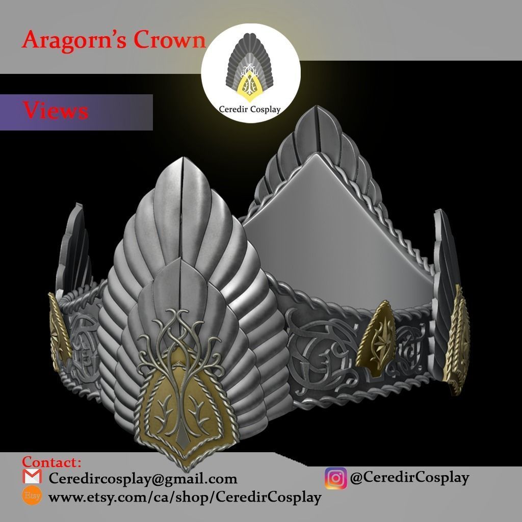 Aragorn Crown - King Elessar Crown 3D model 3D printable | CGTrader