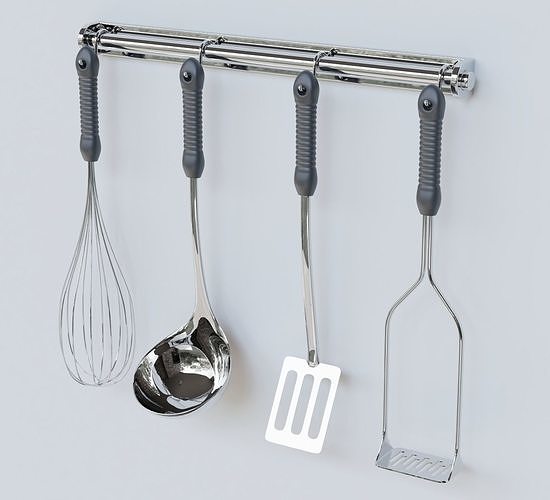 Kitchen rail organizer free 3D model | CGTrader