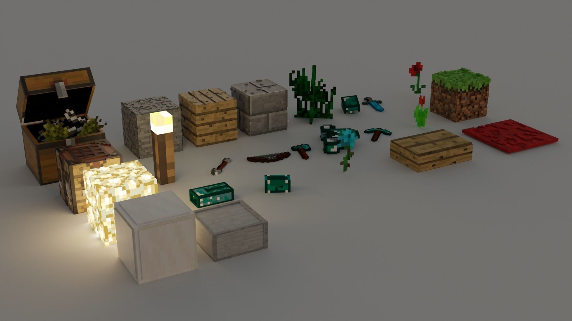 Minecraft basic pack free VR / AR / low-poly 3D model | CGTrader