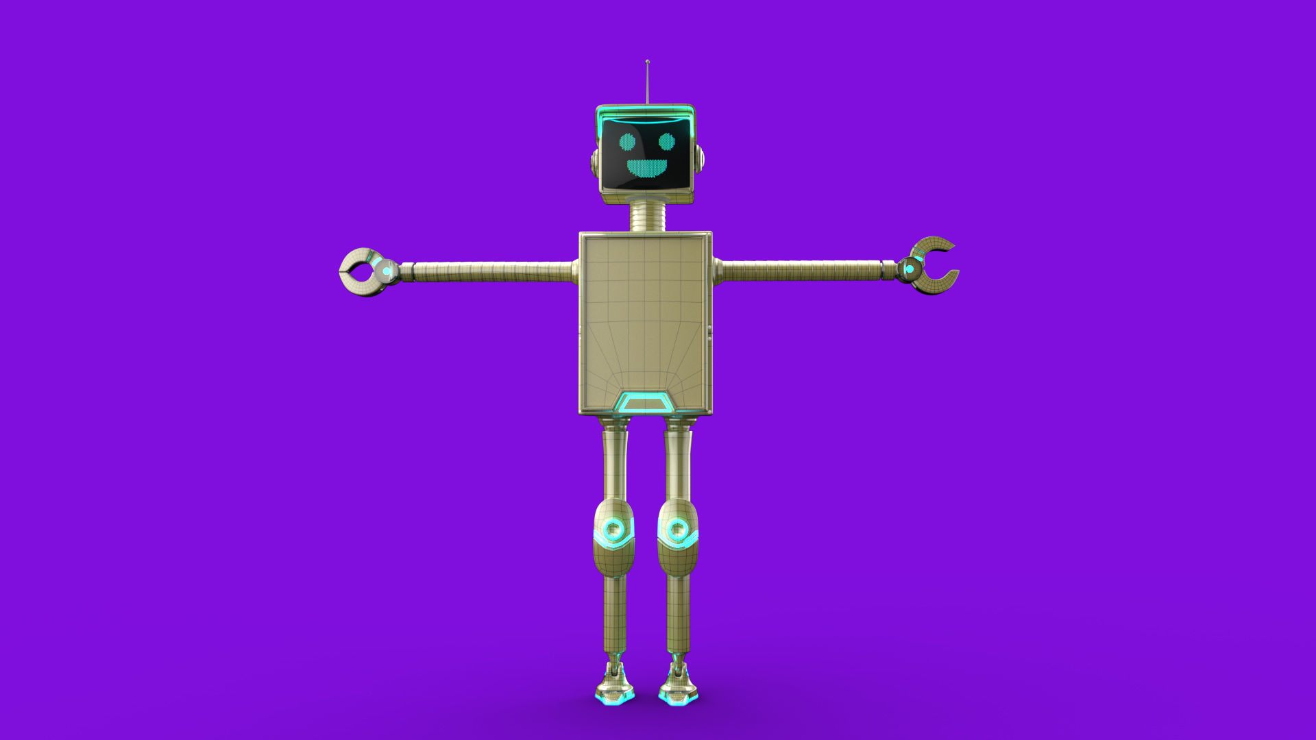 Cartoonish robot with simple rig 3D model rigged | CGTrader