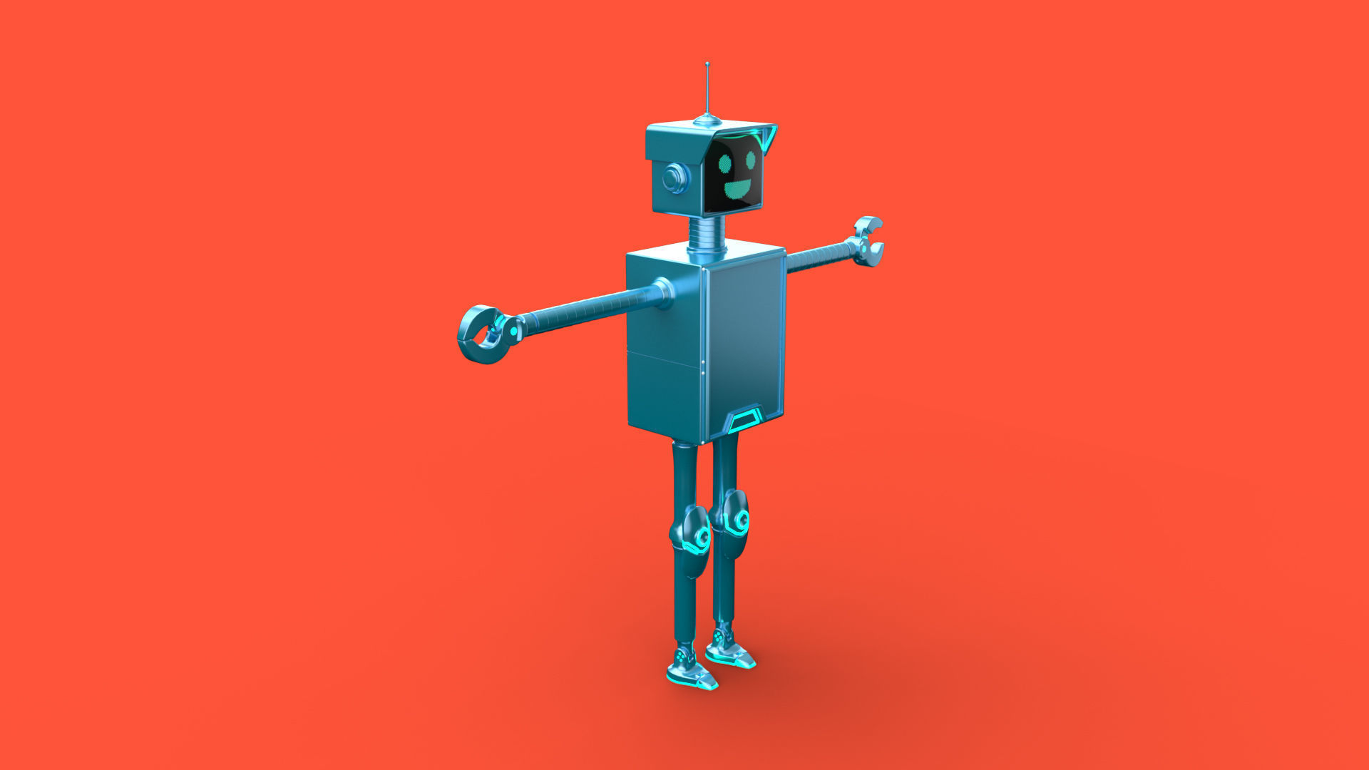 Cartoonish robot with simple rig 3D model rigged | CGTrader