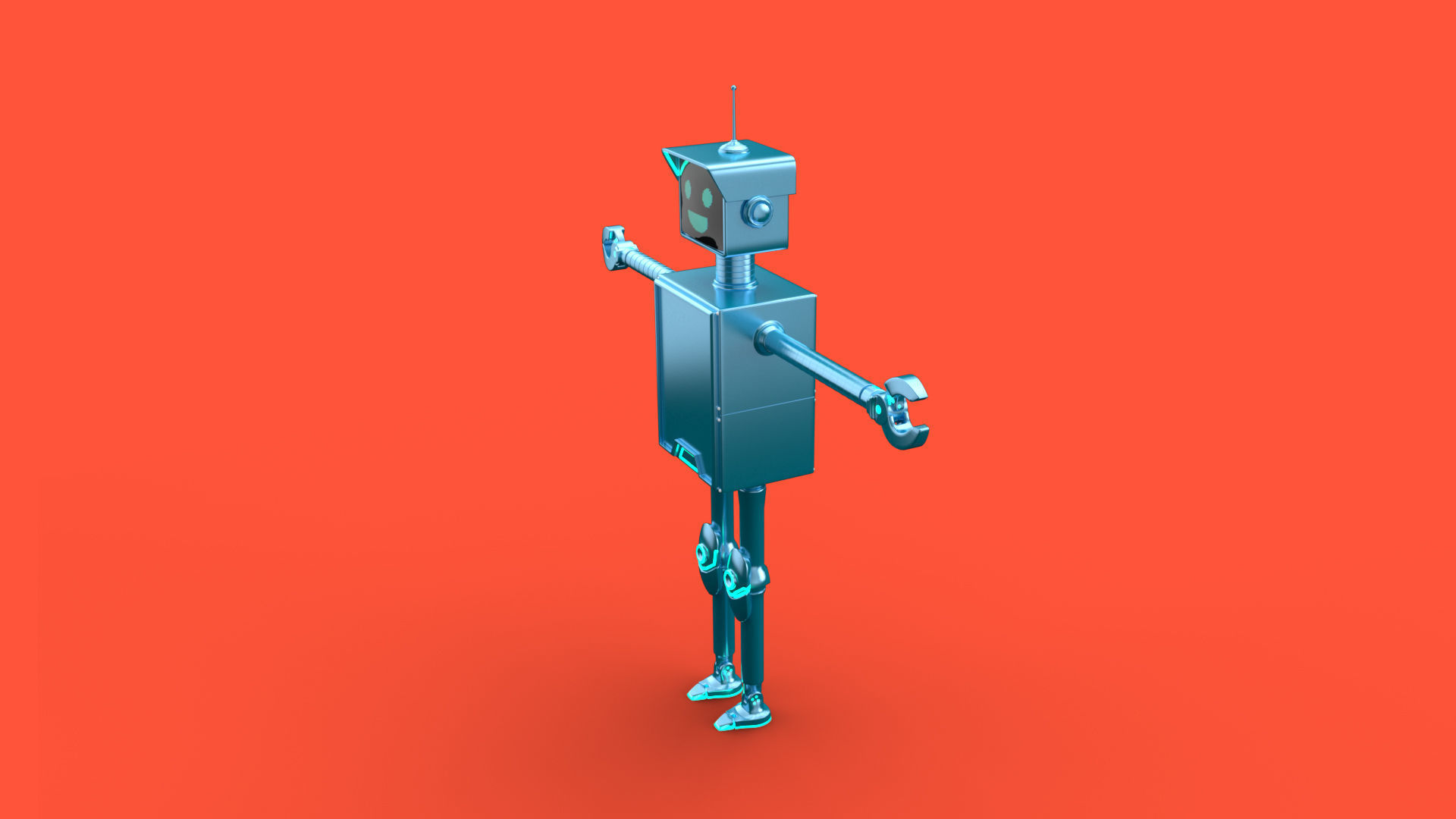 Cartoonish robot with simple rig 3D model rigged | CGTrader