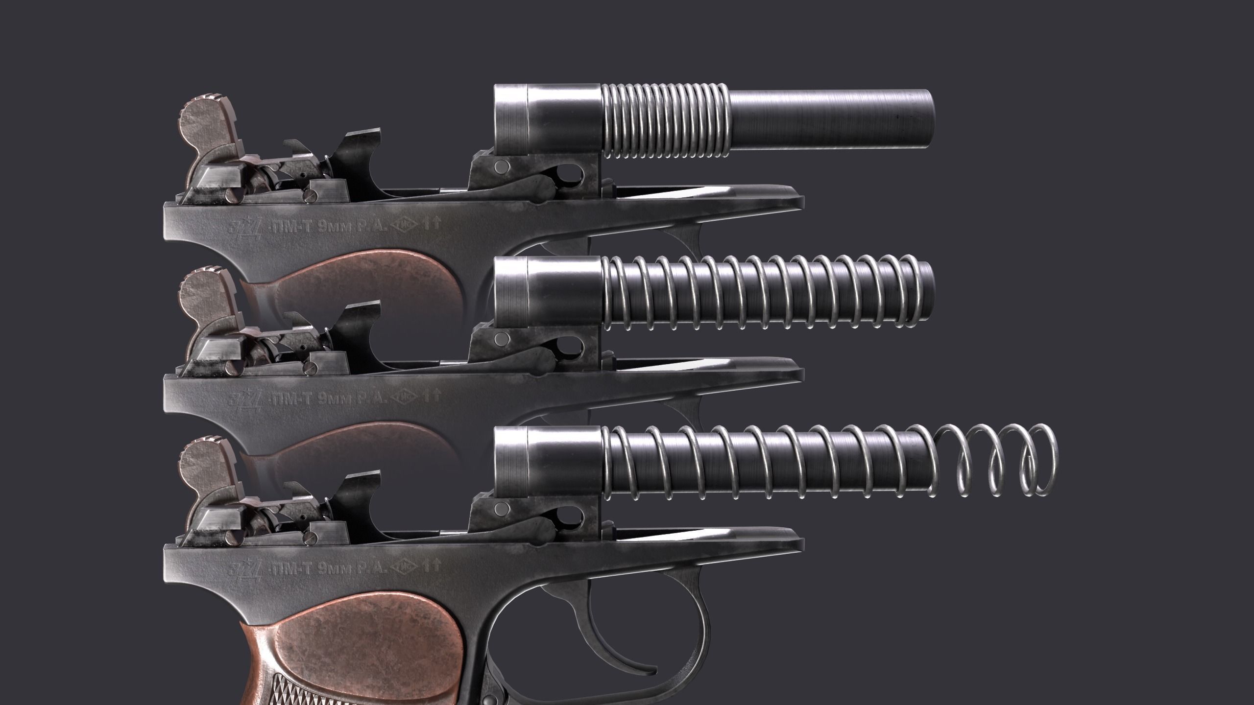 3D model Makarov gun disassemble VR / AR / low-poly | CGTrader