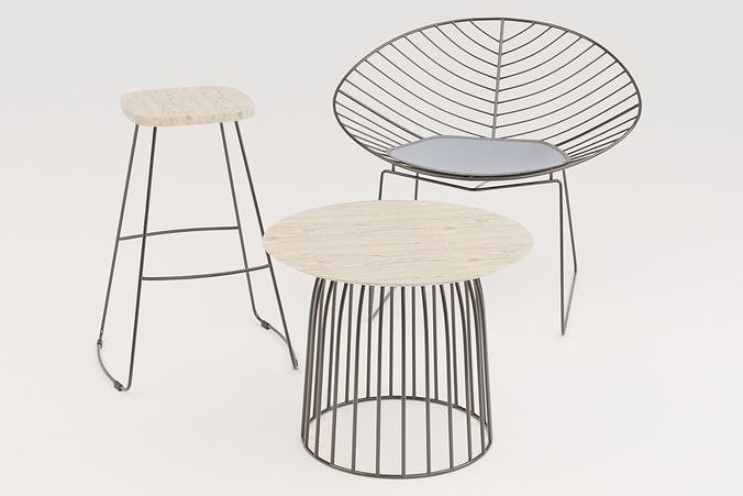 Wireframe furniture set 3D model | CGTrader