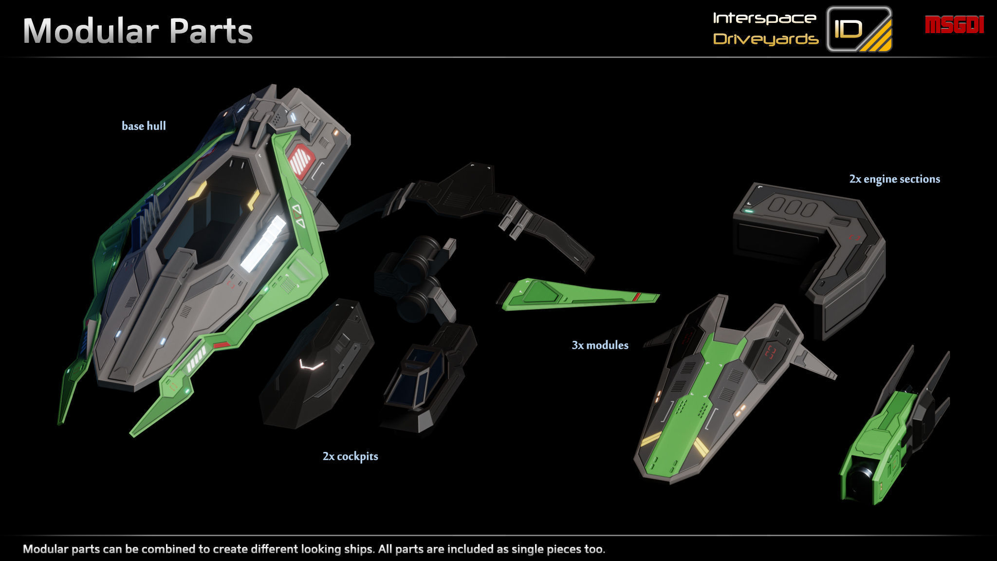 3D model ISD Modular Fighter VR / AR / low-poly | CGTrader