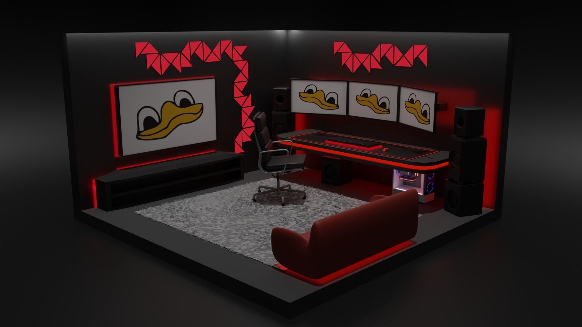 Gaming room free VR / AR / low-poly 3D model rigged | CGTrader