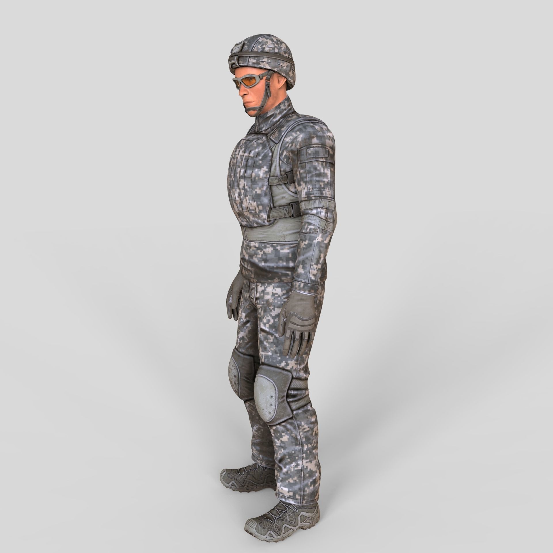 3D model Military Soldier man Realistic Rigged VR / AR / low-poly ...
