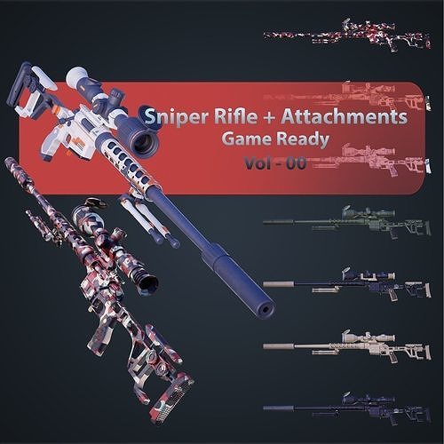 3D model Sniper Rifle DVL-10-M2-Urbana - 5 Attachments - Vol - 00 VR ...