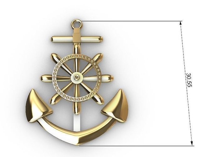 anchor-ancla gold anchor with wheel 3D model 3D printable animated ...