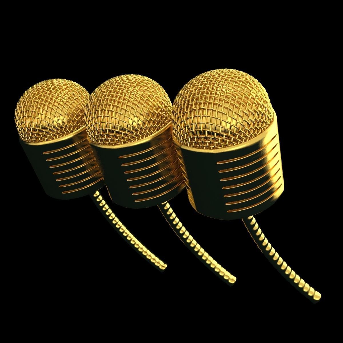 microphone gold 3D model | CGTrader