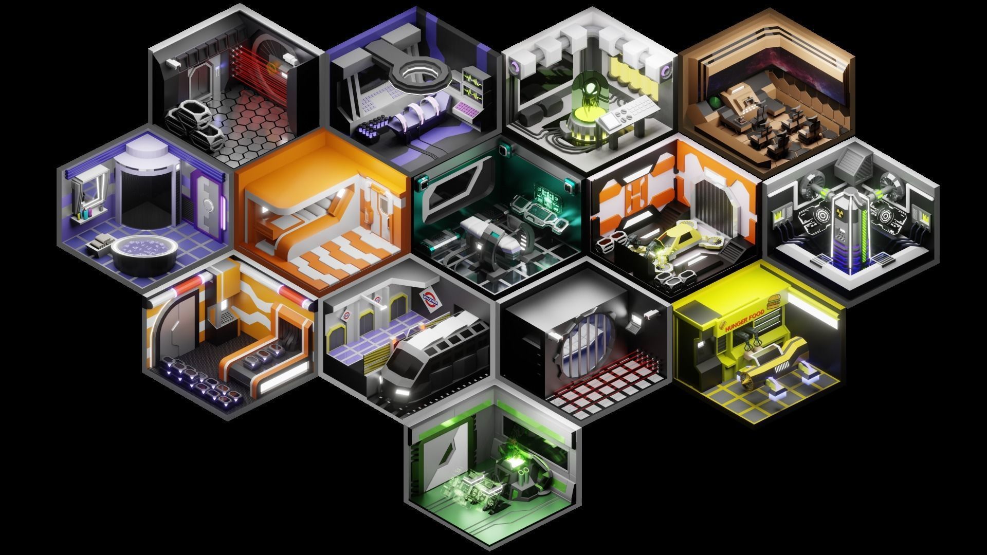 3D model space miniature room VR / AR / low-poly | CGTrader