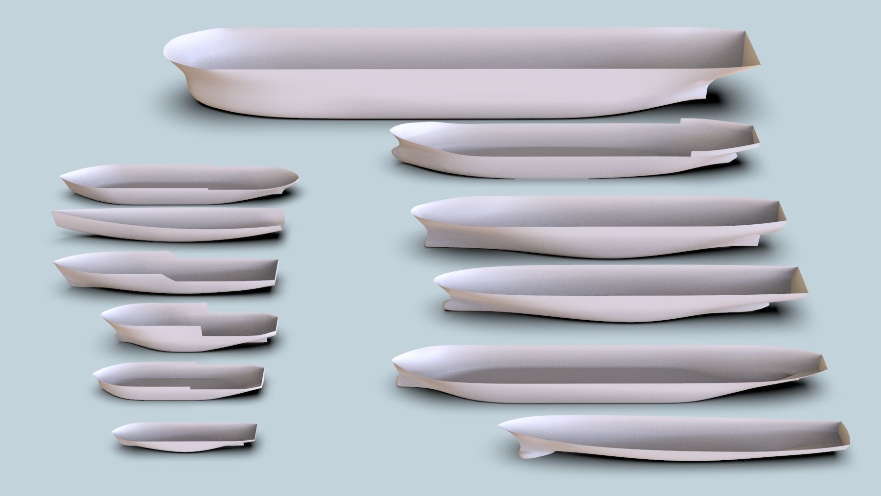 Hulls collection group of boats 3D model | CGTrader