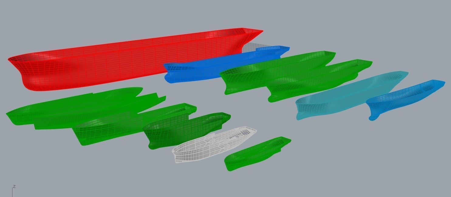 Hulls collection group of boats 3D model | CGTrader