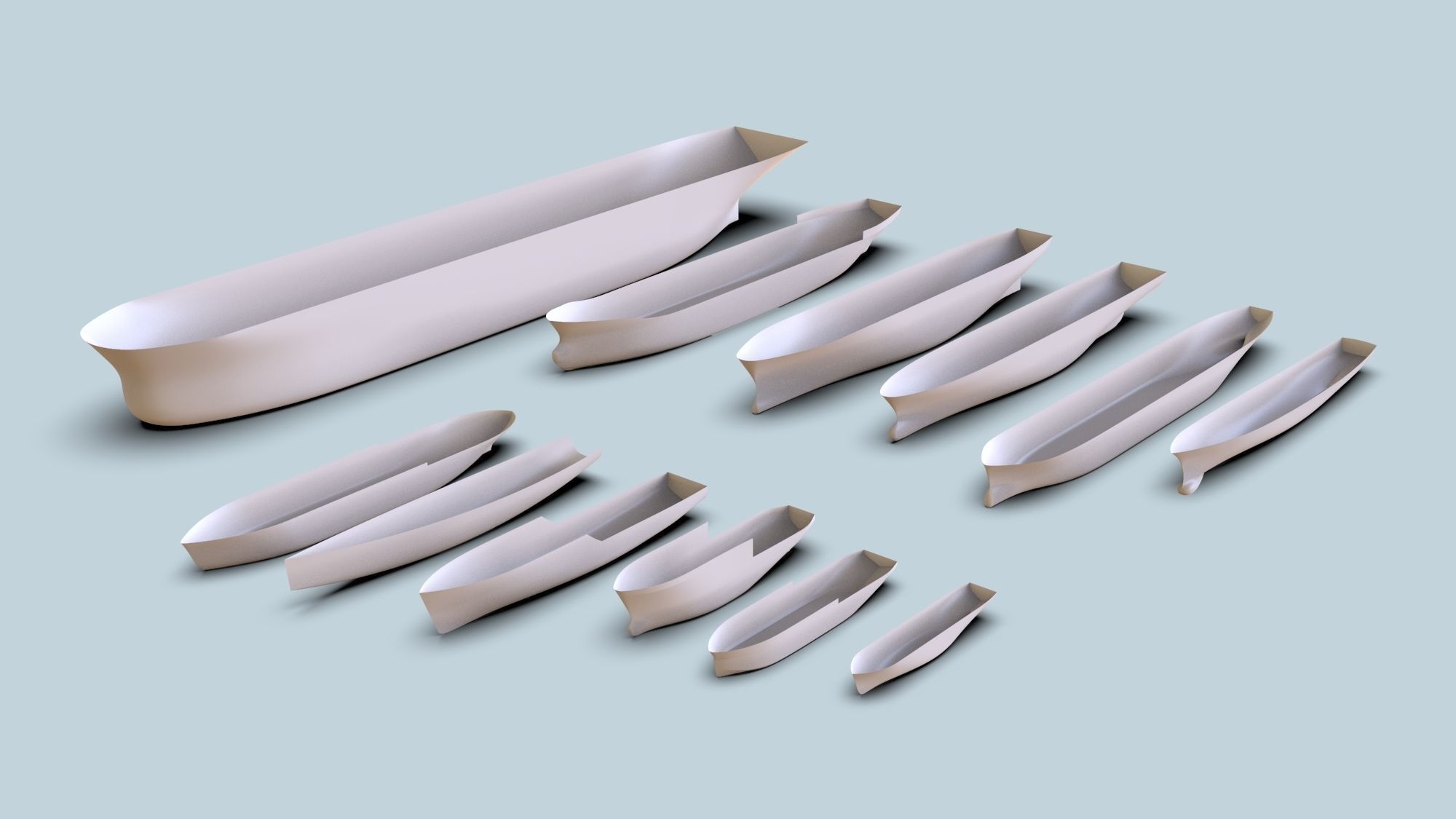 Hulls collection group of boats 3D model | CGTrader