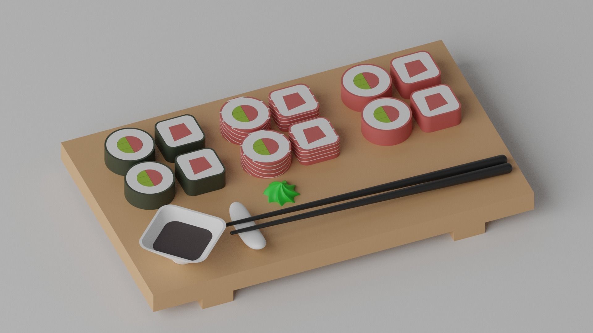 3D model Cartoon Sushi Japanese Food Set VR / AR / low-poly | CGTrader