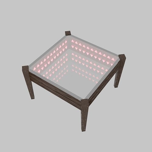 3D model Stylized Infinity Table with wood and glass low-poly VR / AR ...