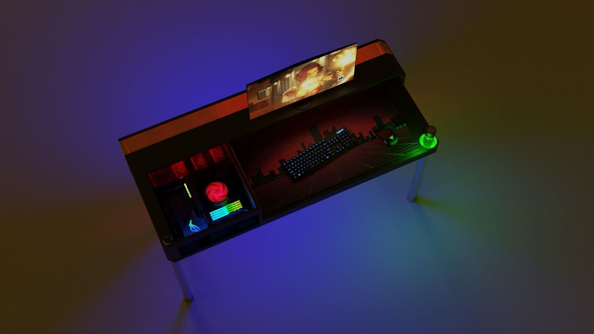 Gaming Desk free 3D model animated | CGTrader