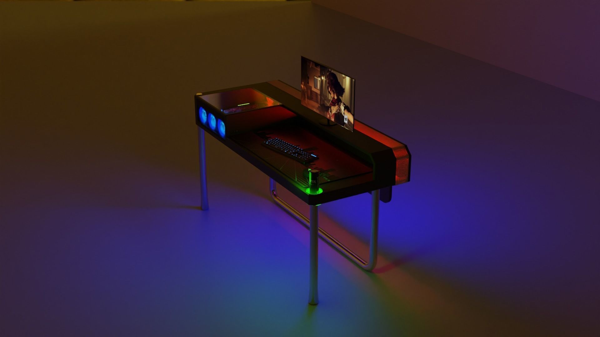 Gaming Desk free 3D model animated | CGTrader