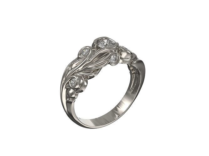 1009-Monogram ring with diamonds 3D model 3D printable | CGTrader