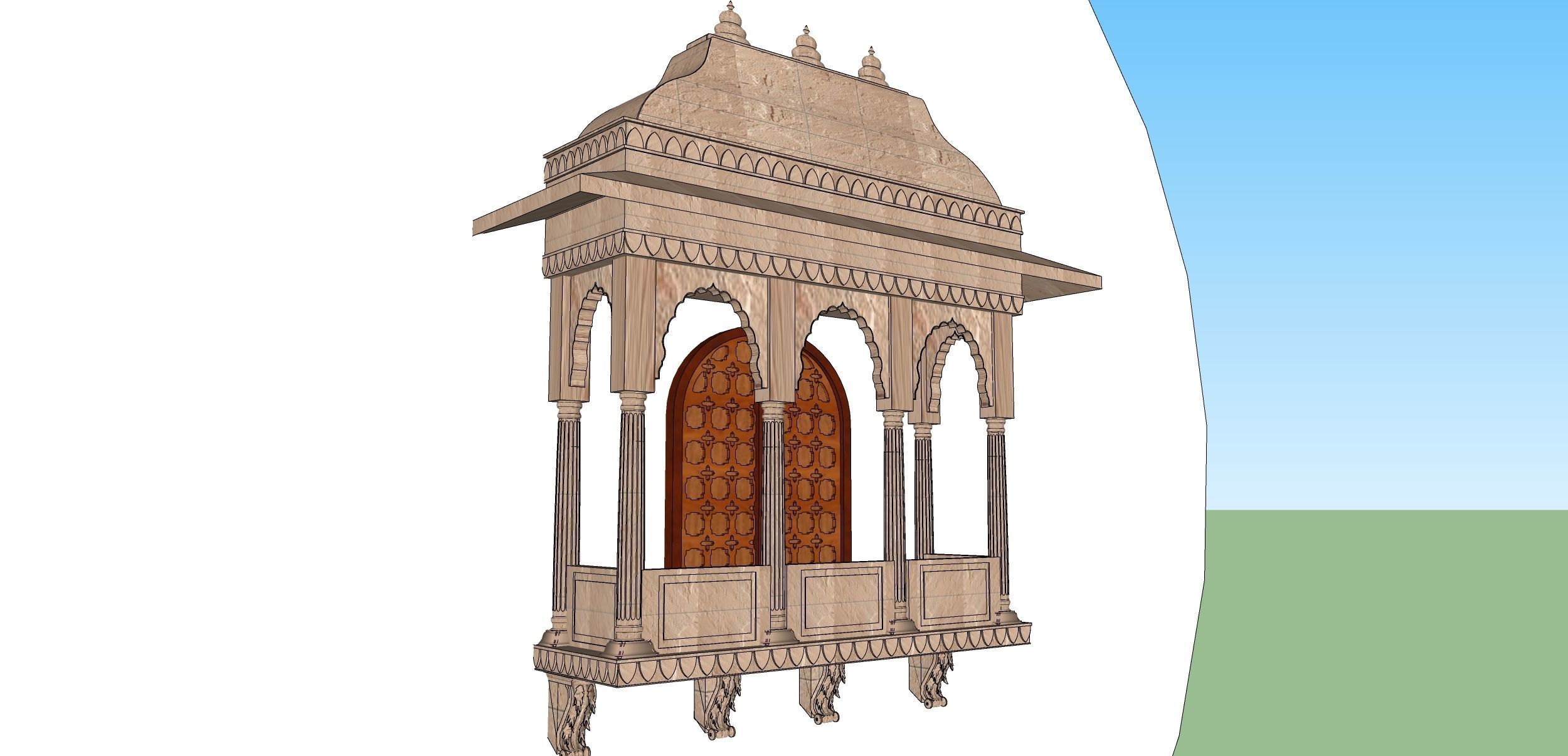 3D model indian jodhpuri stone jharokha window VR / AR / low-poly ...