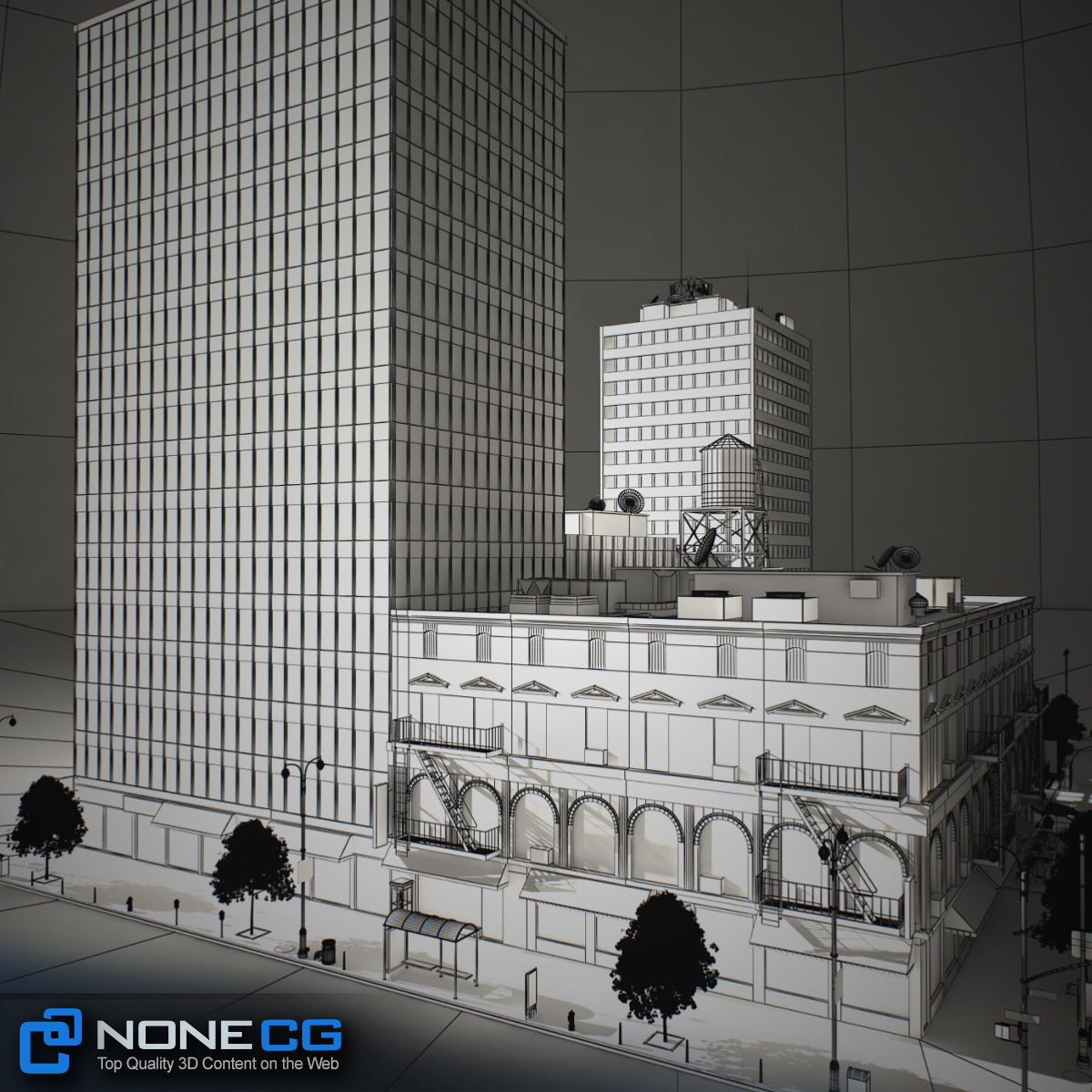 NYC Block Set 8 V2 free VR / AR / low-poly 3D model | CGTrader