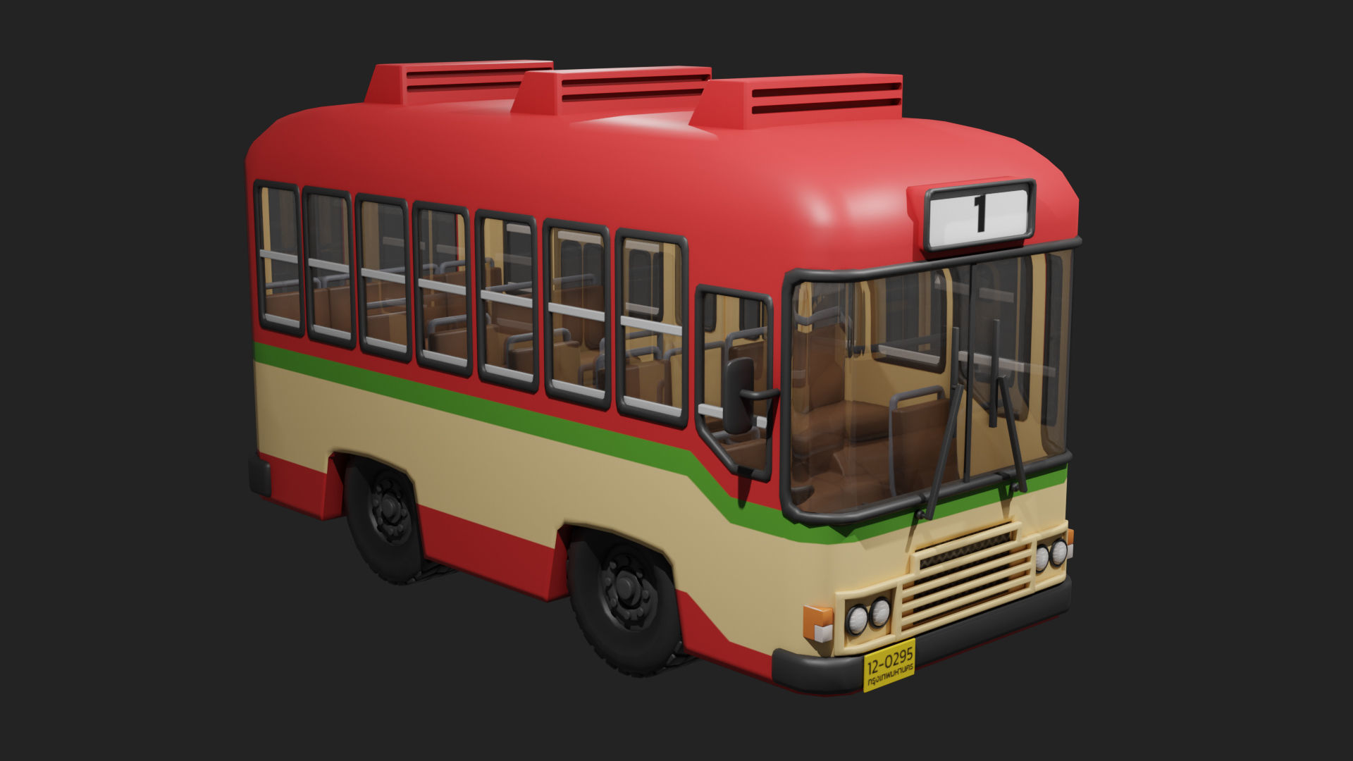 Red Thai bus cartoon 3D model | CGTrader