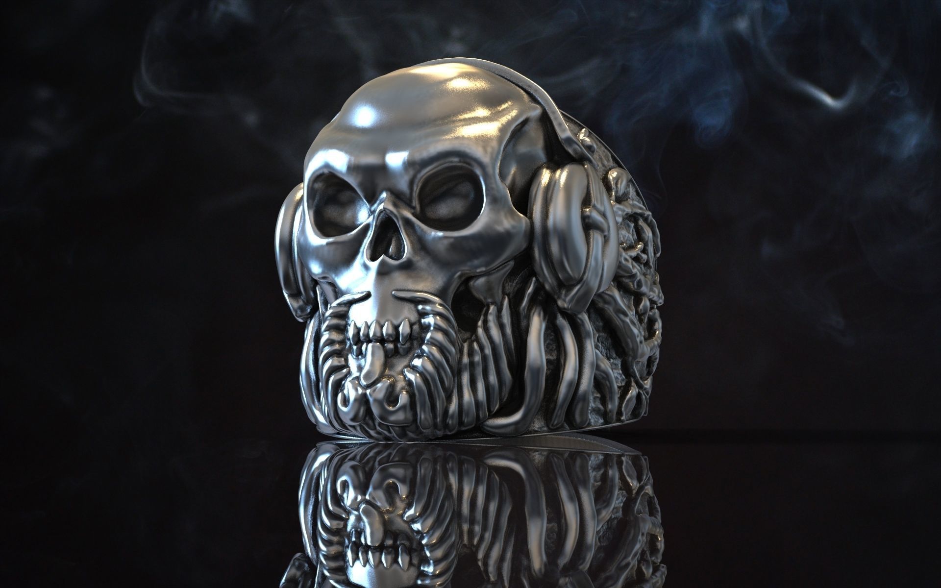 Biker ring skull of primitive man 3D model 3D printable | CGTrader