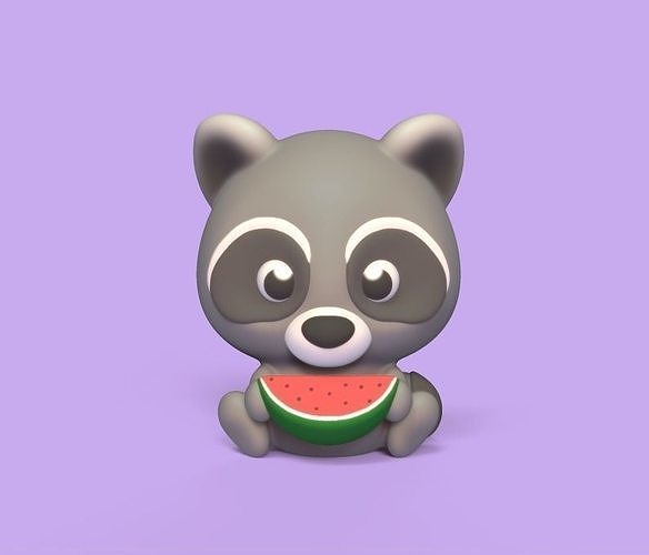 Raccoon Watermelon 3D model 3D printable | CGTrader