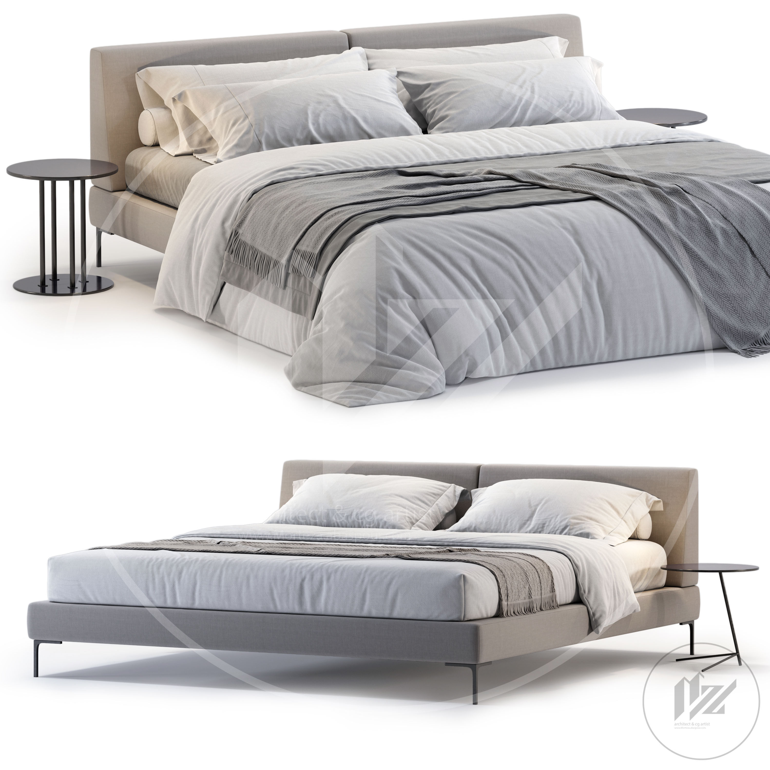 B And B Italia CHARLES Bed 3D model | CGTrader