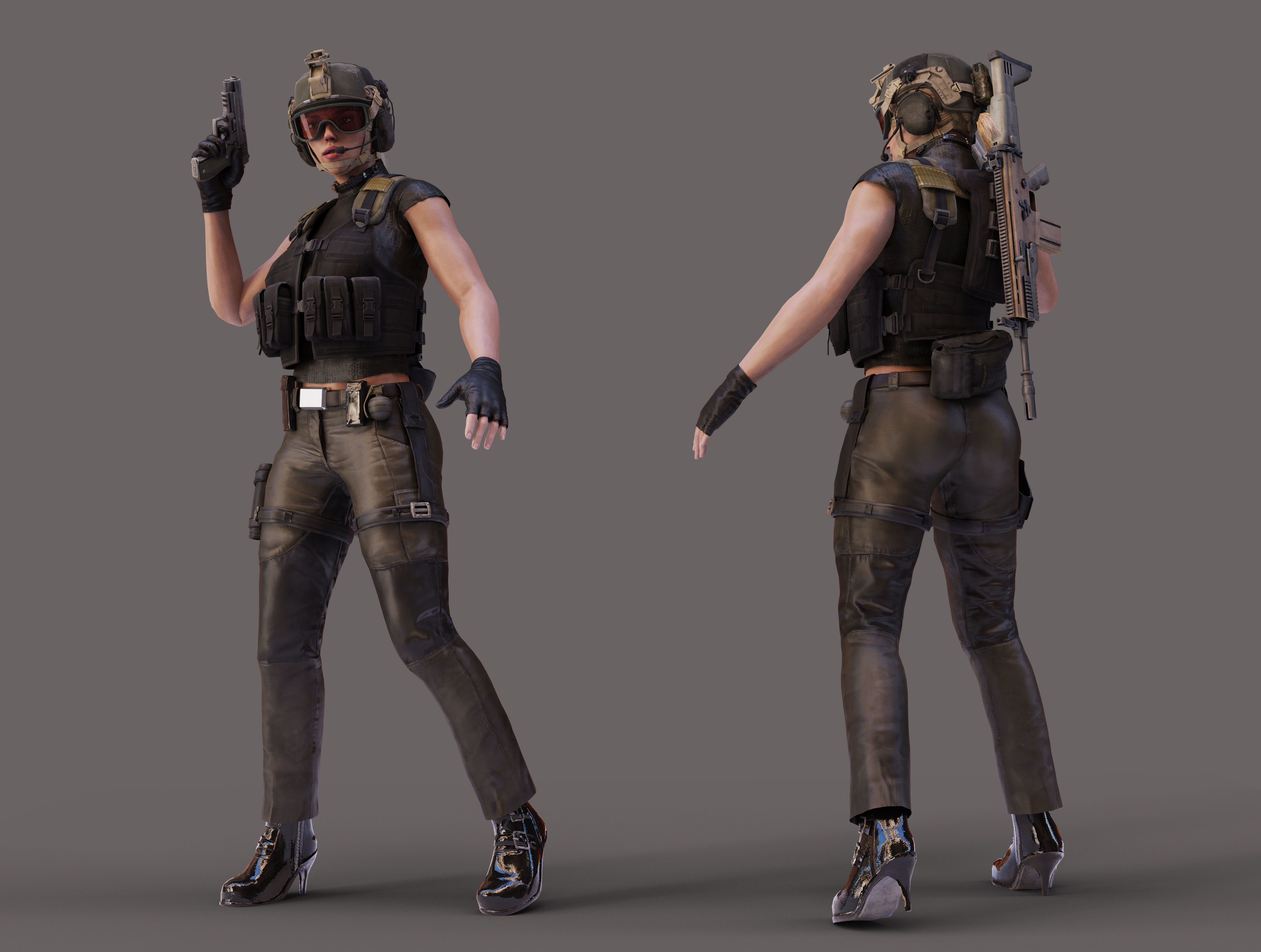 Special Force Girl Base Model free 3D model rigged | CGTrader