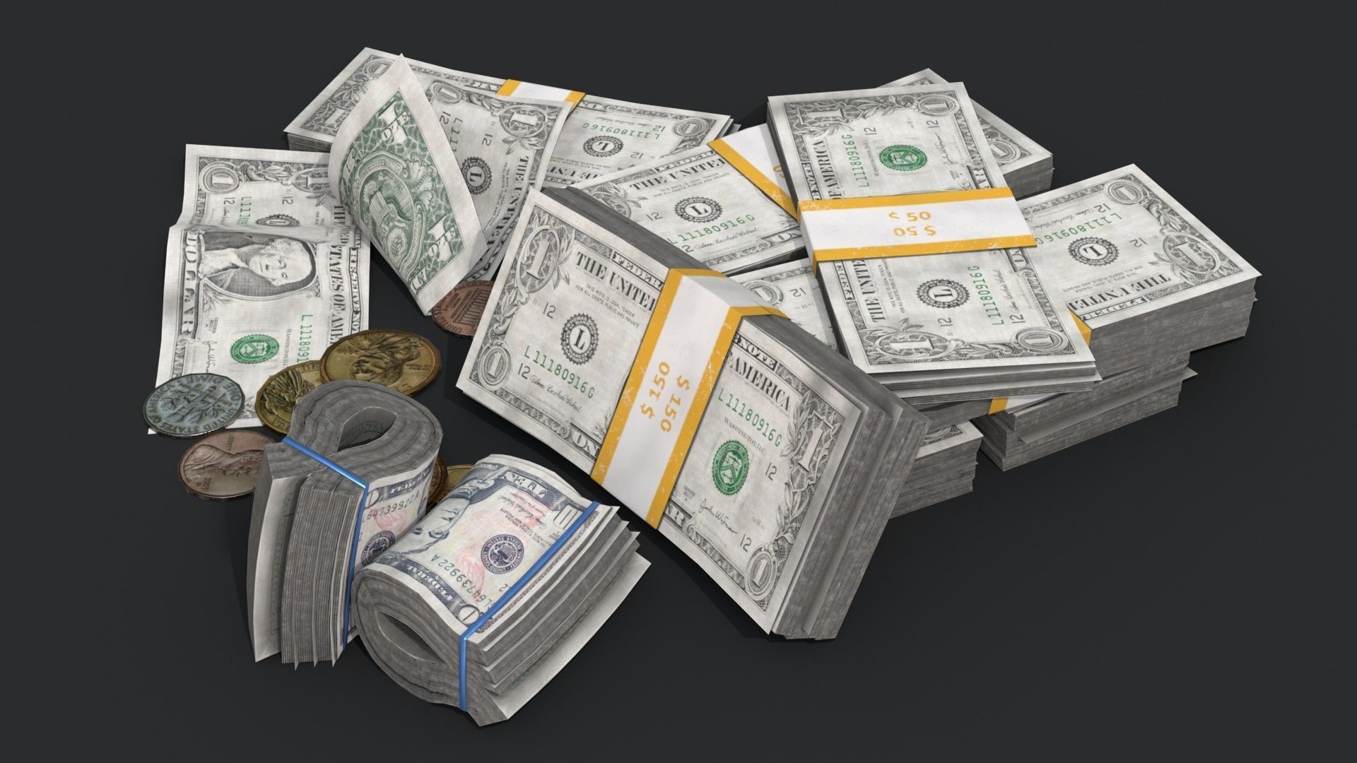 3D model Money Loot - US dollars VR / AR / low-poly | CGTrader