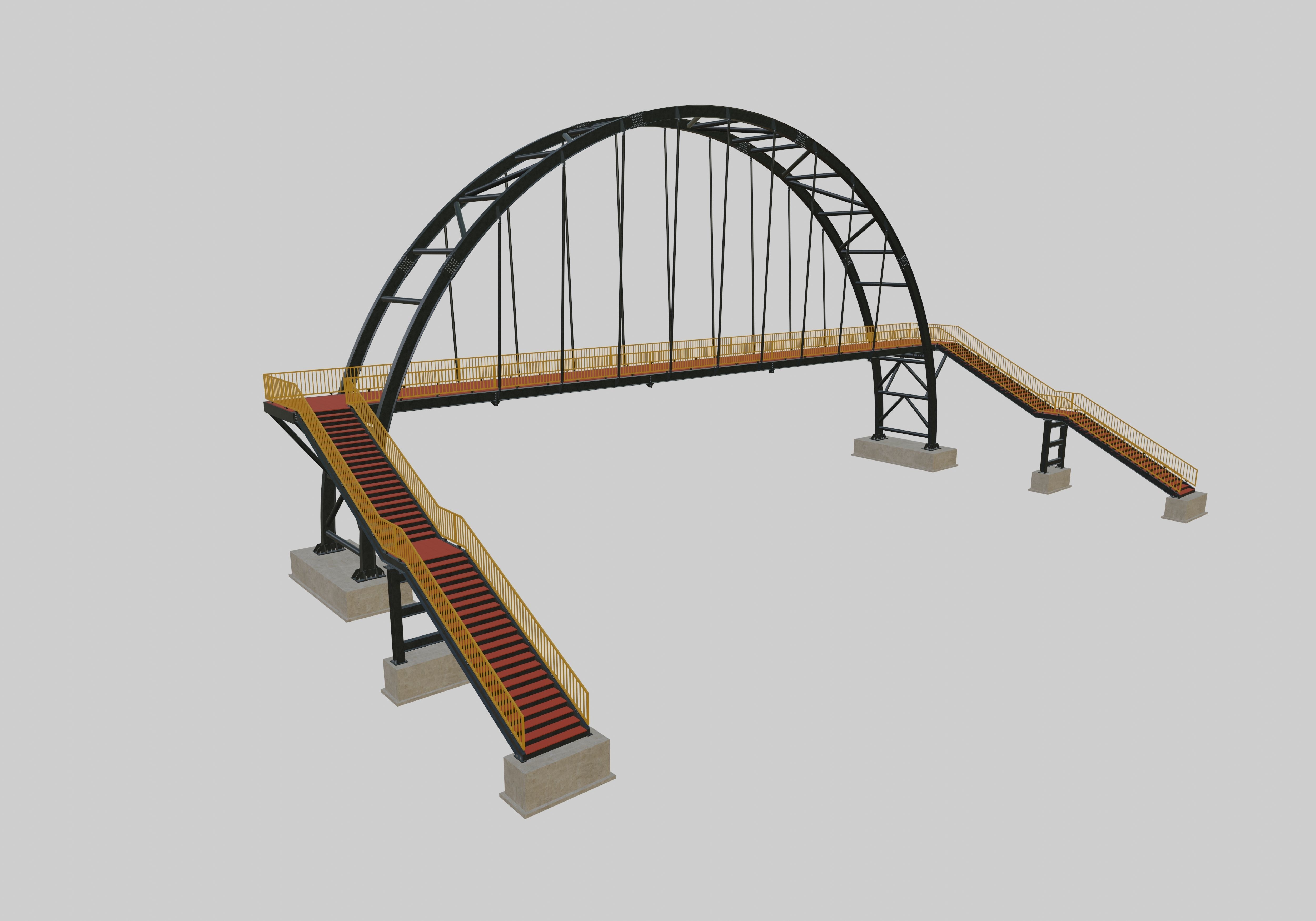 Steel Pedestrian Bridge-Arch Column Type-29 3D model | CGTrader