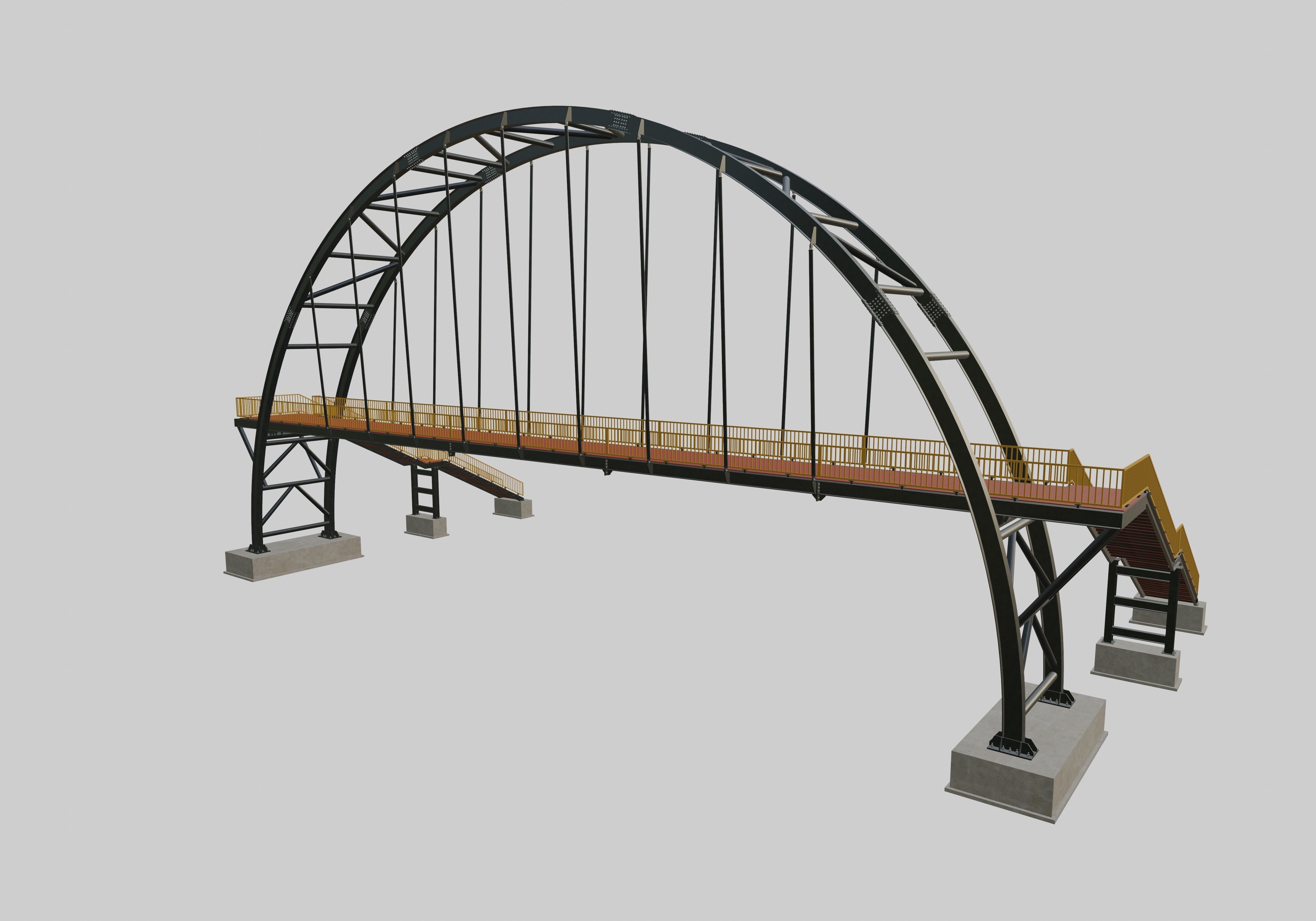 Steel Pedestrian Bridge-Arch Column Type-29 3D model | CGTrader