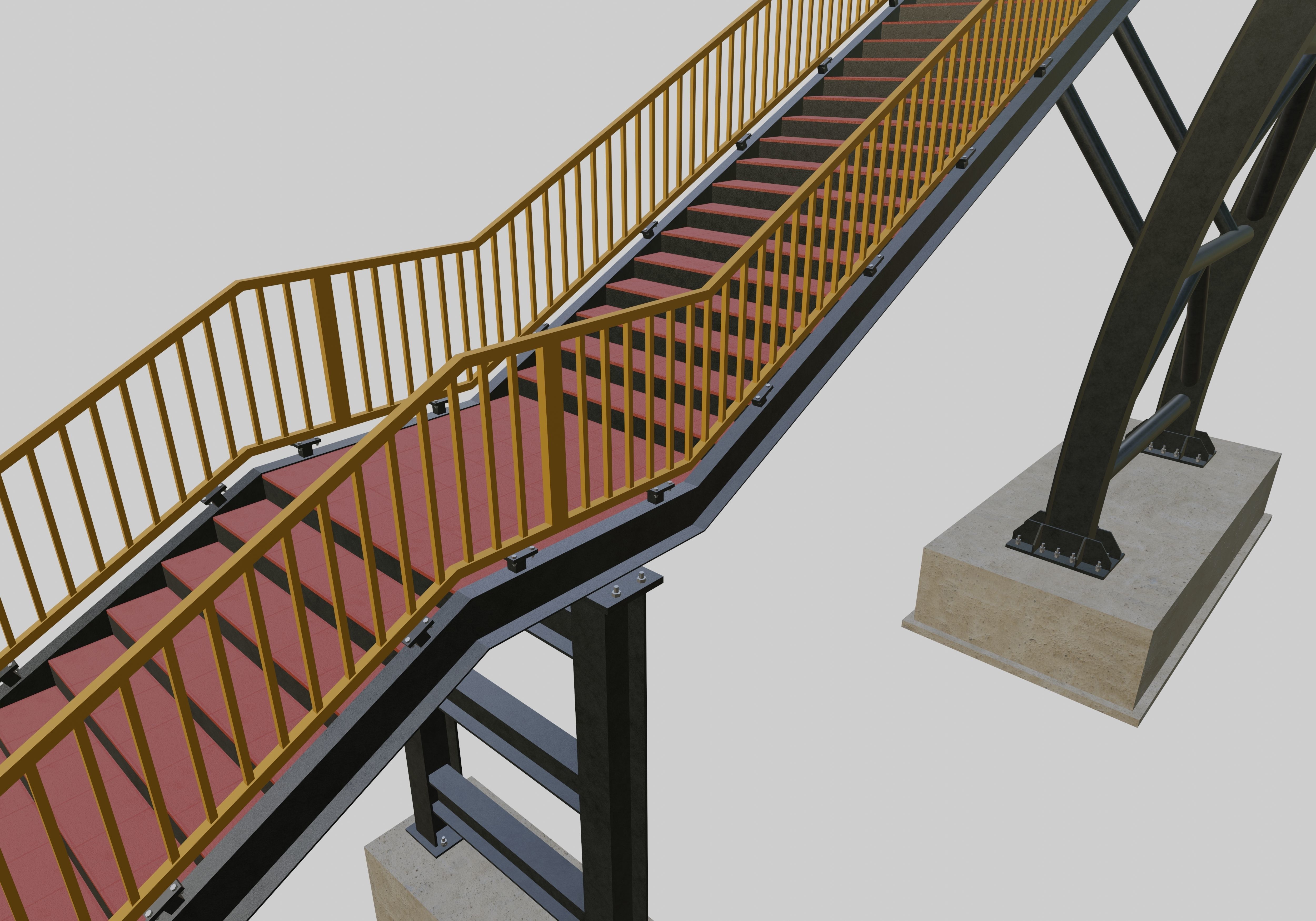 Steel Pedestrian Bridge-Arch Column Type-29 3D model | CGTrader