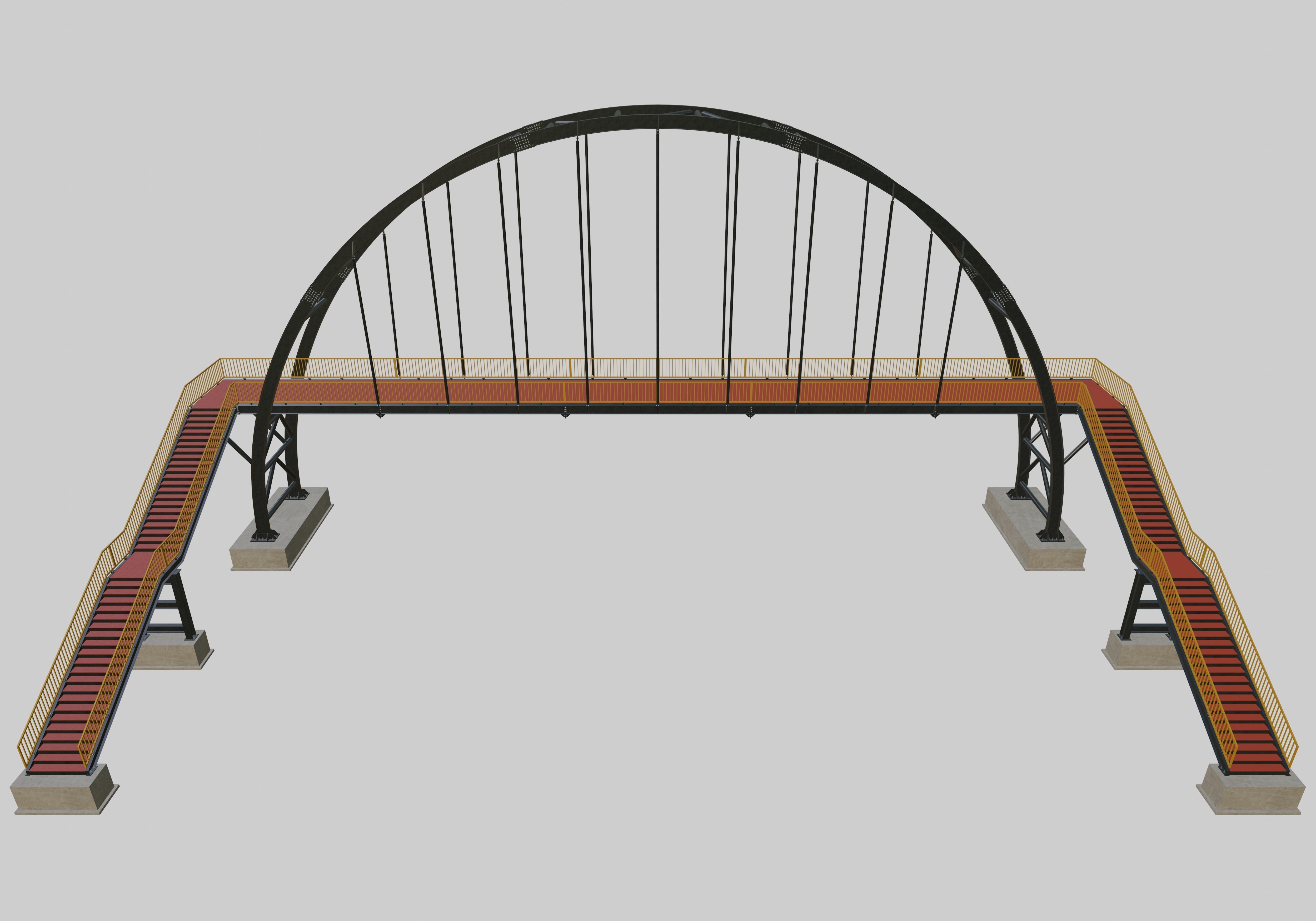 Steel Pedestrian Bridge-Arch Column Type-29 3D model | CGTrader