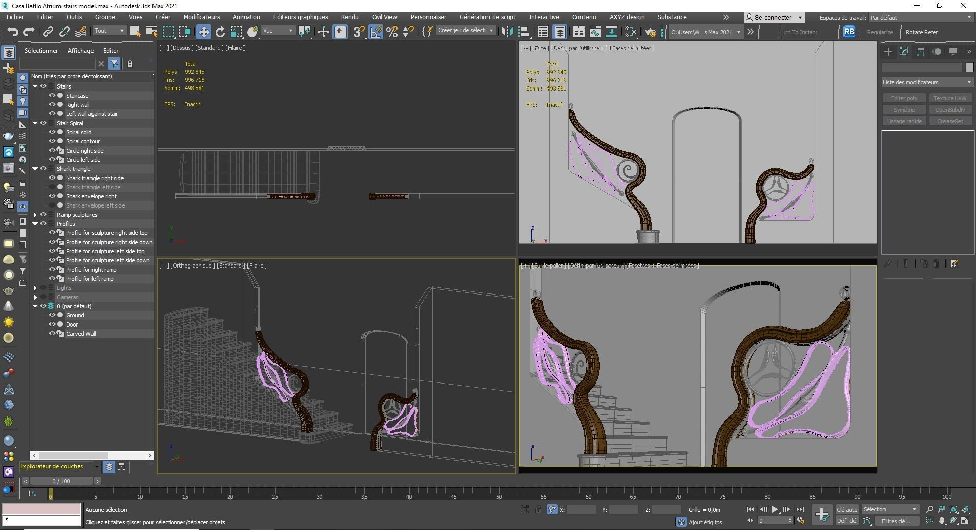 Stairway ramps - Casa Batllo Atrium - Gaudi 3D model | CGTrader
