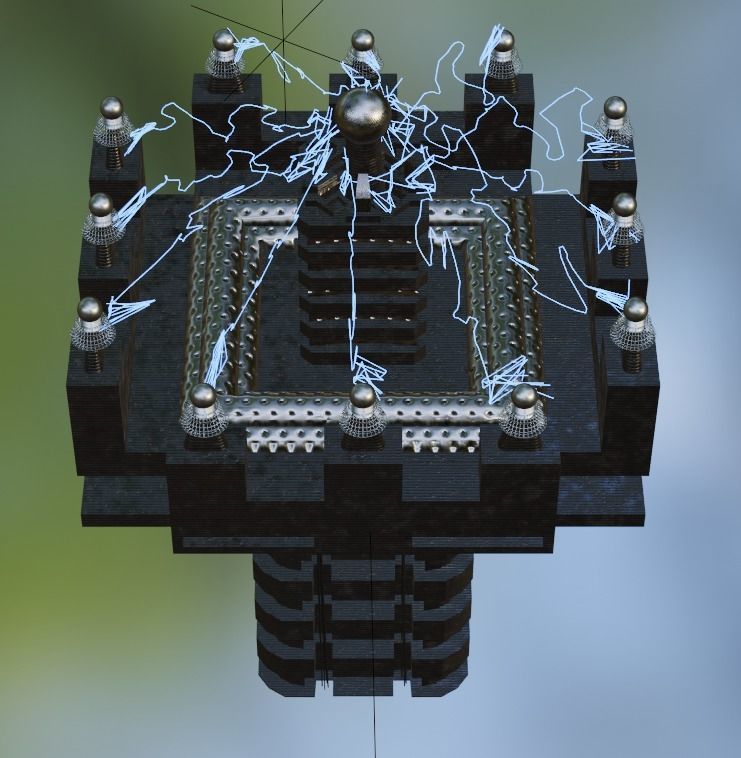 Scifi Tower with lightning custom tesla coil 3D model animated | CGTrader