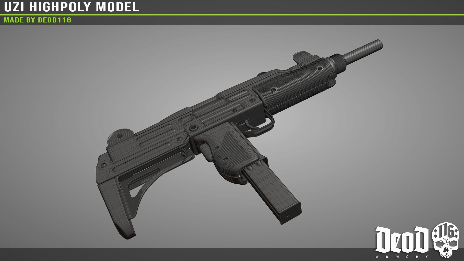 UZI Highpoly model gun 3D model | CGTrader