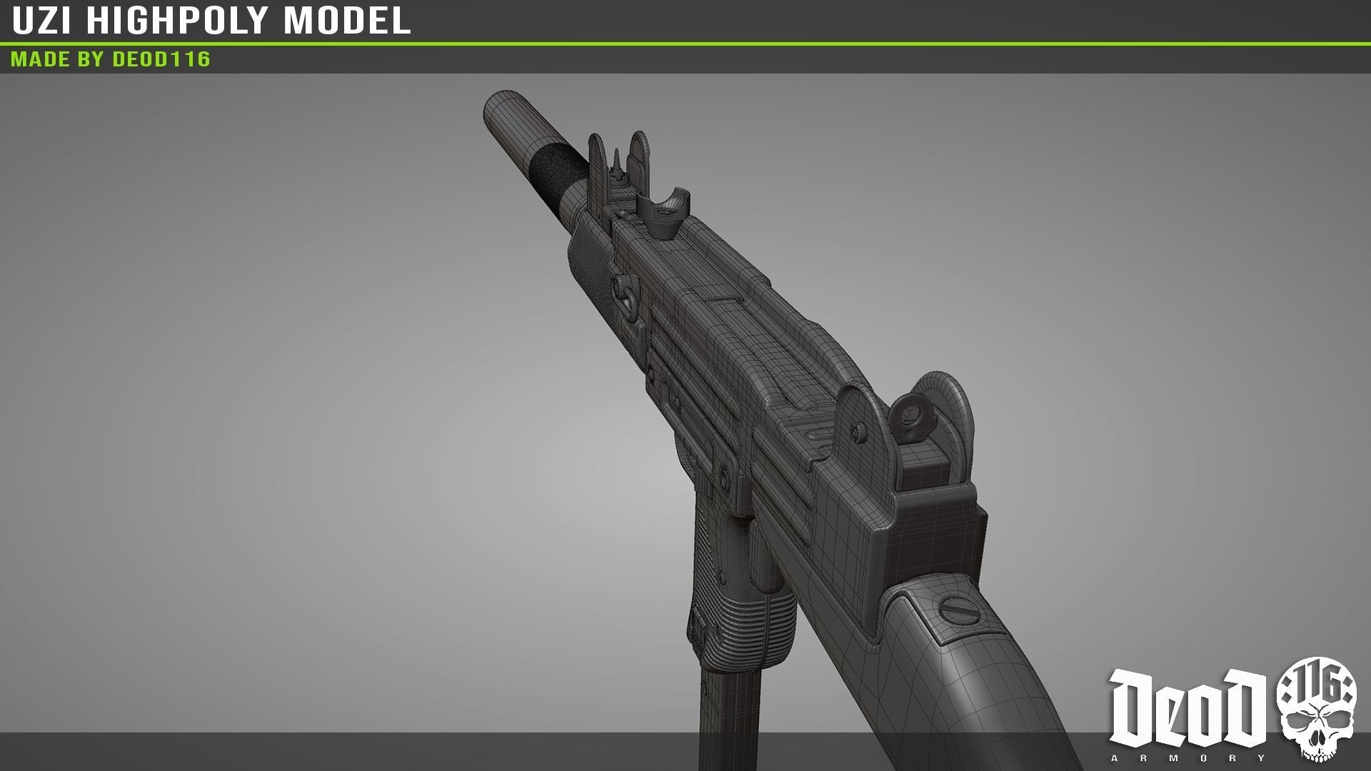 UZI Highpoly model gun 3D model | CGTrader