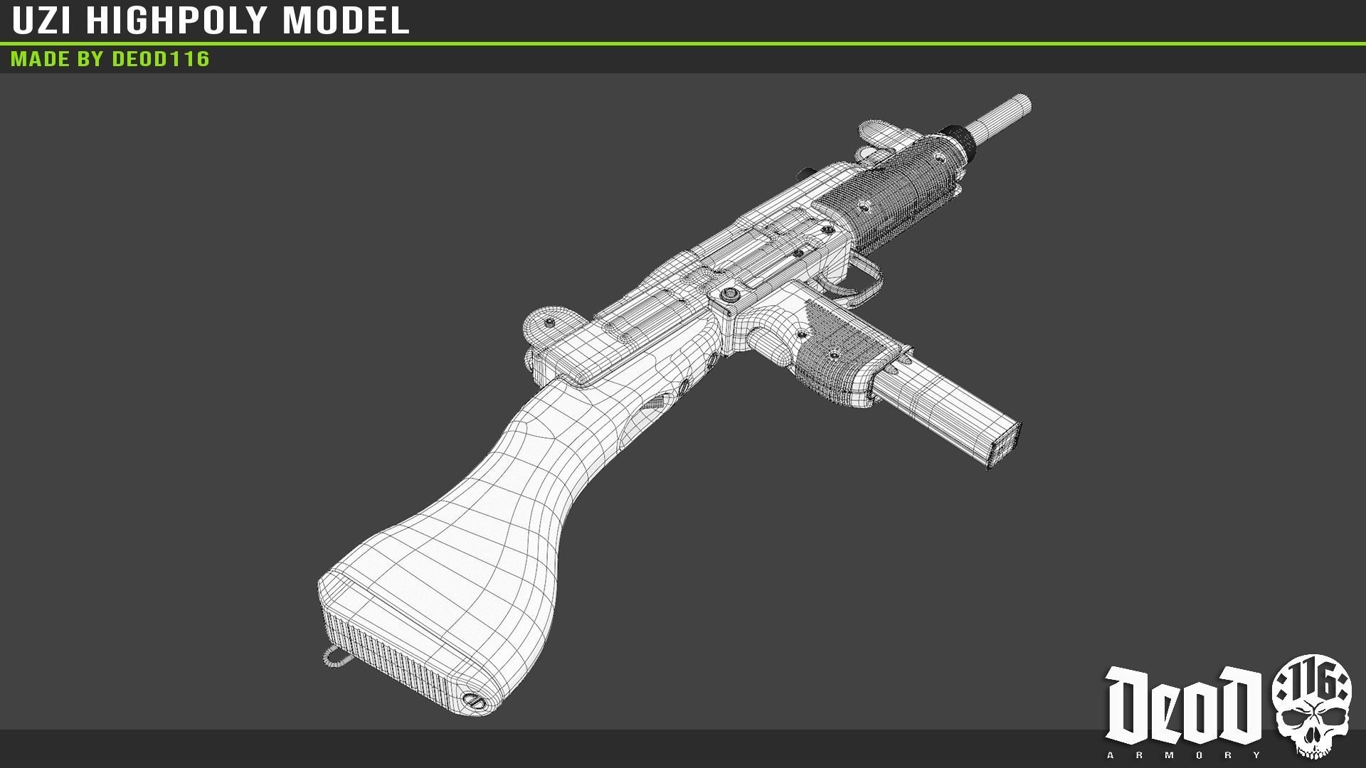 UZI Highpoly model 3D model | CGTrader