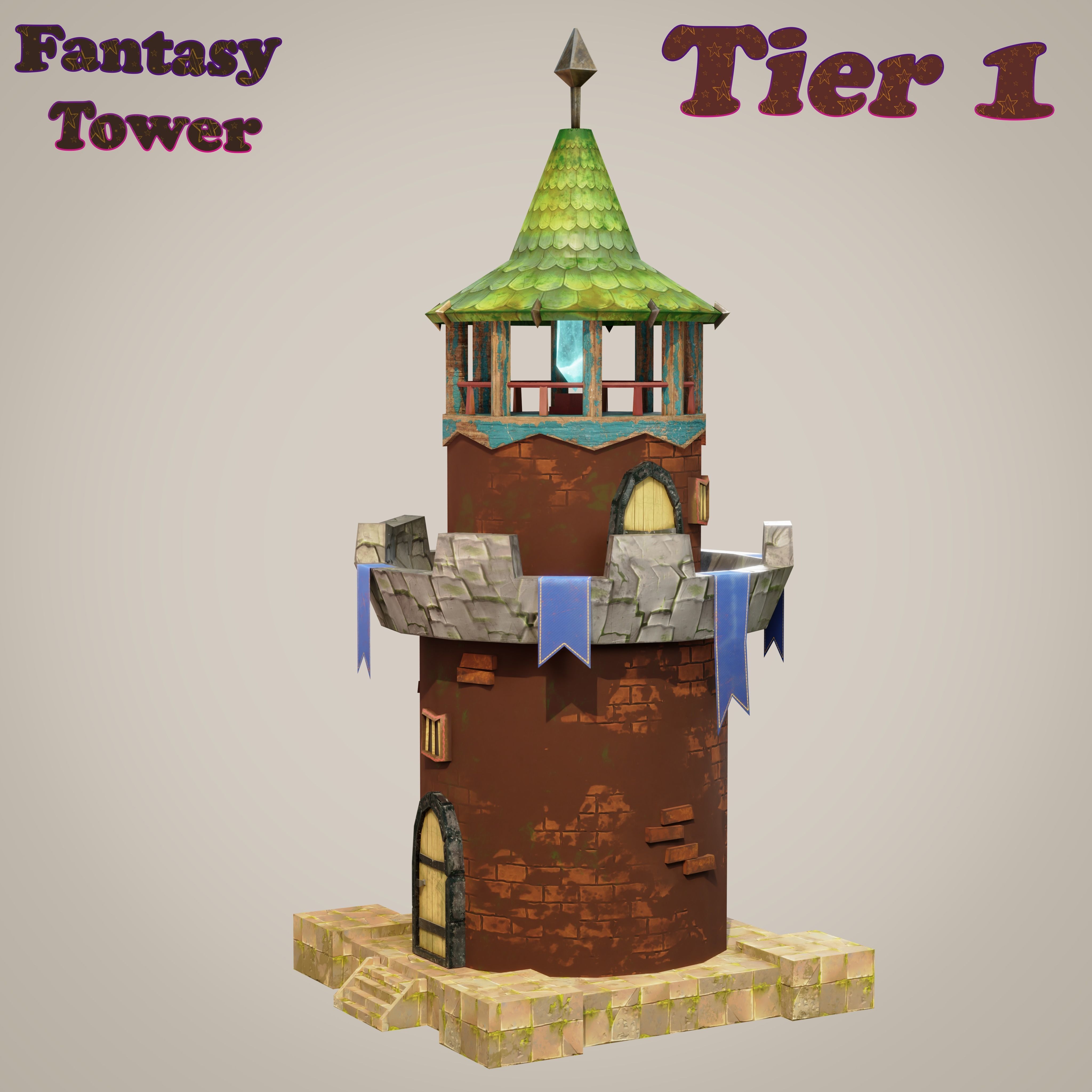 3D model Low-poly Fantasy Towers VR / AR / low-poly | CGTrader