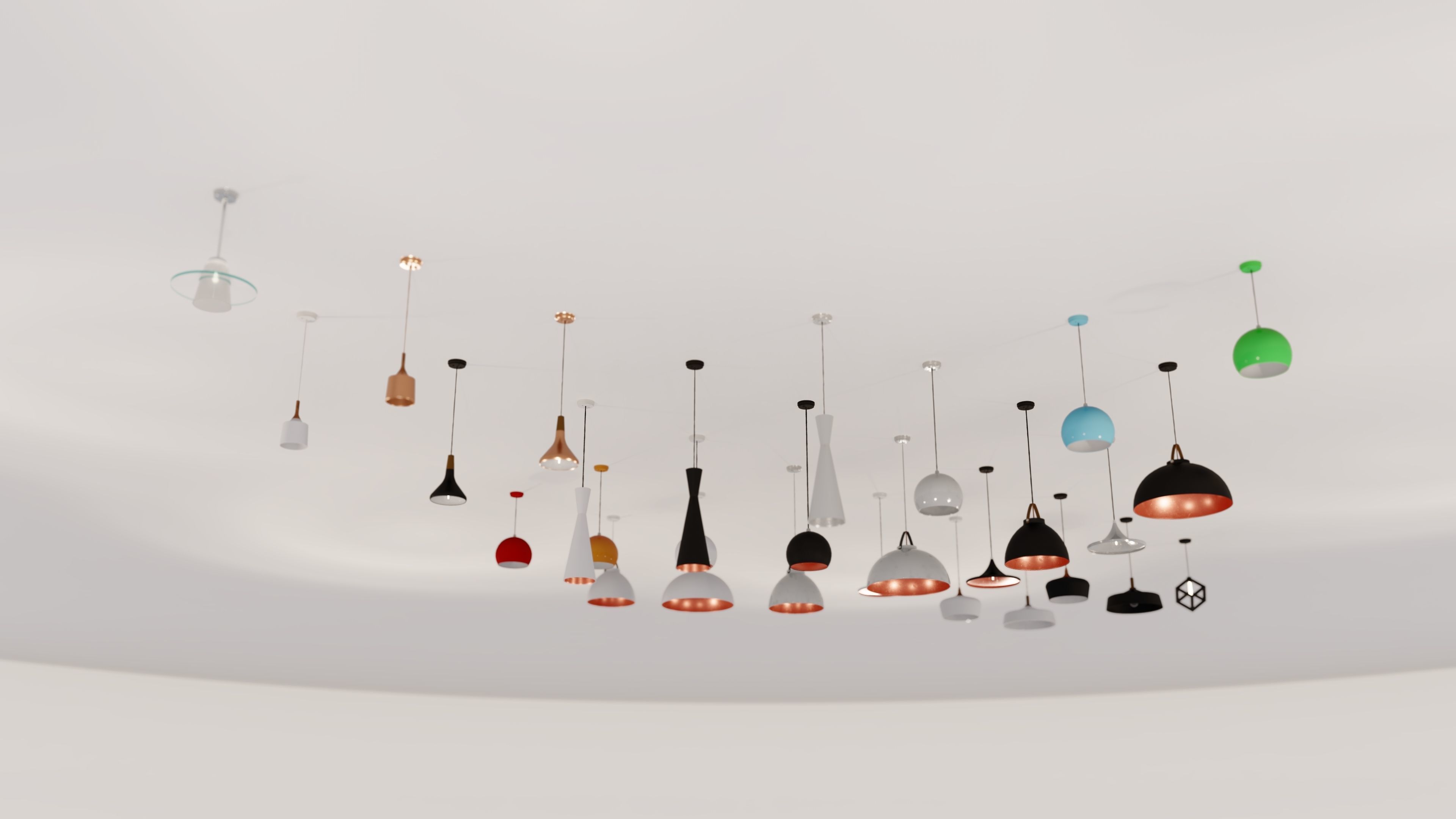 Revit Ceiling Pendant Lighting Families - Modern Collection 3D model ...
