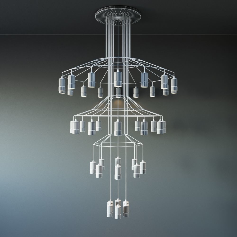 Suspended lamp wireflow freeform 03378 led suspension 42 lamp 3D model | CGTrader
